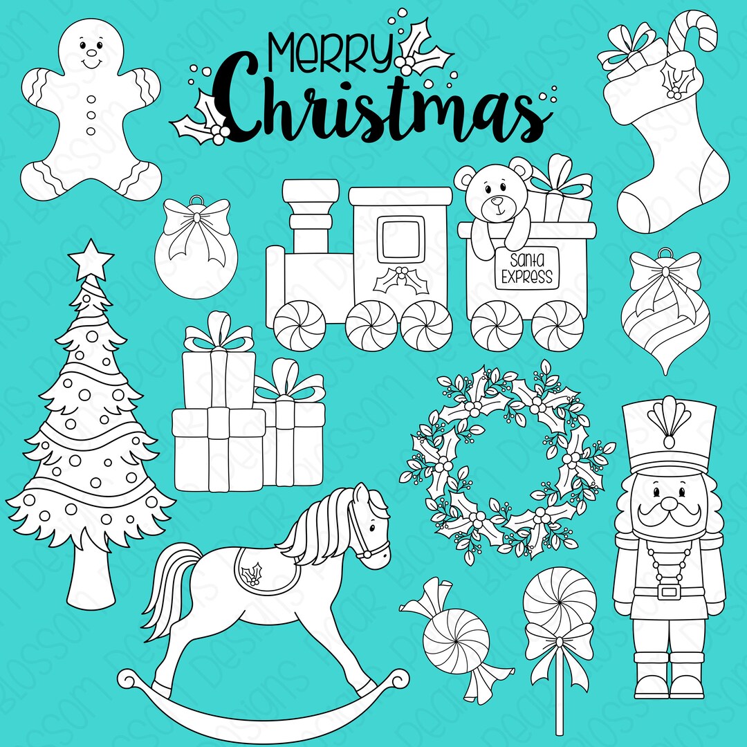 Classic Christmas Digital Stamps, Digistamps, Clipart - Instant ...