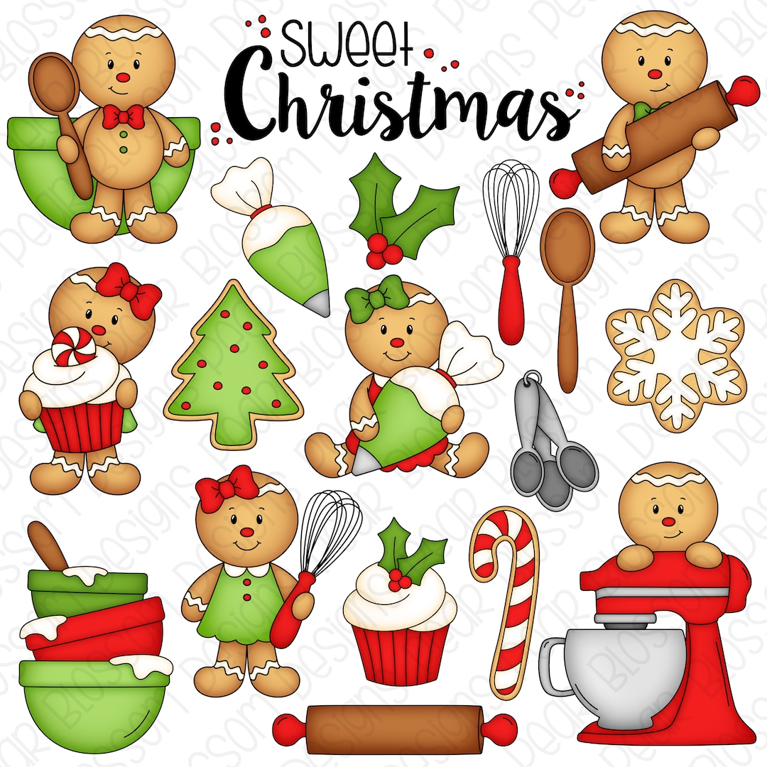 Gingerbread Bakery Sweet Christmas Clipart Set - Hand Drawn Digital ...