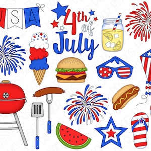4th of July Barbecue Digital Clipart Set of 18 BBQ | Etsy