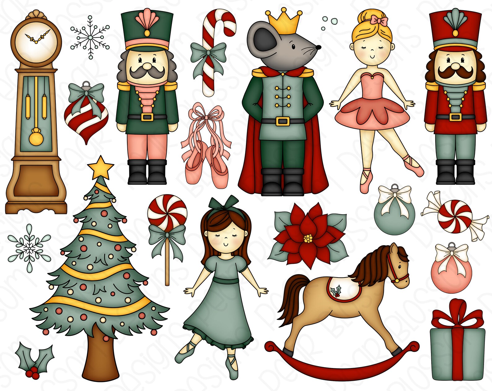 Nutcracker Ballet Christmas Clipart - Hand Drawn Digital Clipart ...