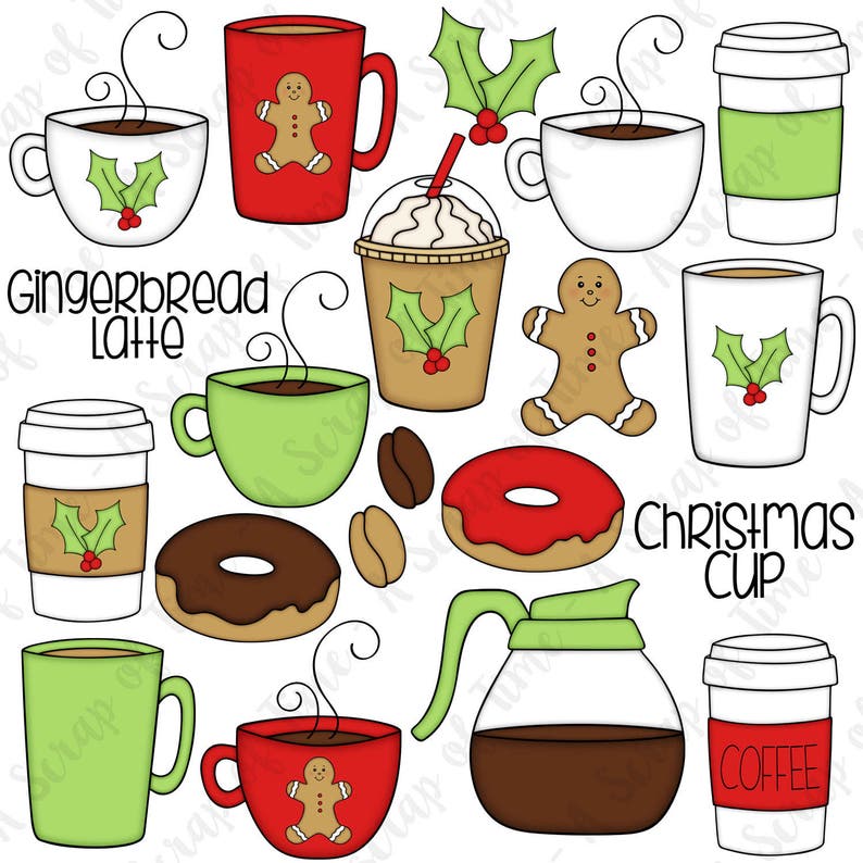 Gingerbread Latte Hand Drawn Digital Clipart Set of 20 | Etsy