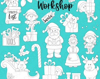 Classic Christmas Digital Stamps, Digistamps, Clipart Instant Download ...