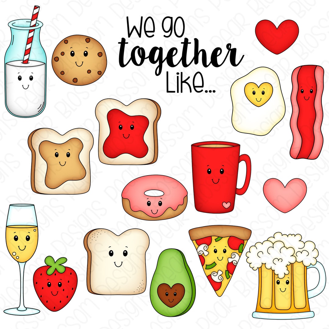 Valentine We Go Together Like Hand Drawn Digital Clipart - Set of 17 ...