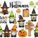 Halloween Gnome Witches Clipart Set Hand Drawn Digital Clipart Gnomes ...
