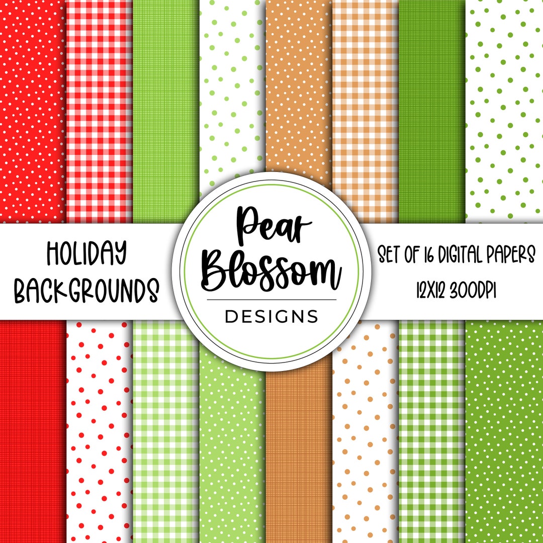 Holiday Backgrounds Digital Scrapbook Paper 12x12 Pack - Set of 16 ...