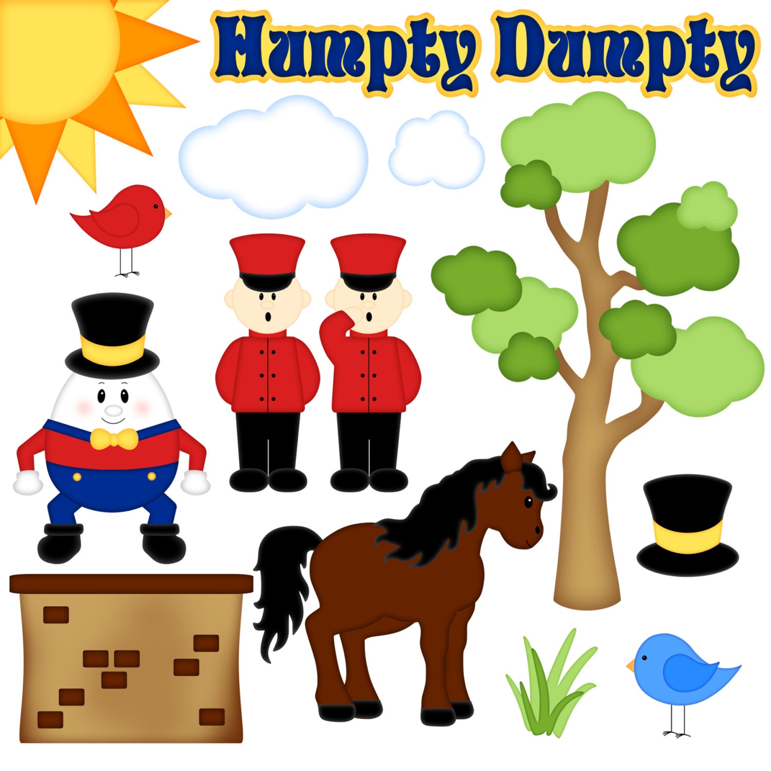Humpty Dumpty Nursery Rhyme Digital Clipart Set of 14 Instant Download ...