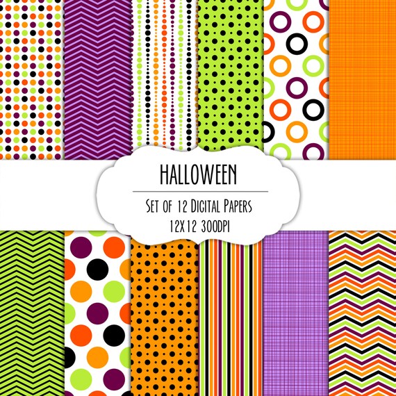Halloween Digital Scrapbook Paper 12x12 Pack Set of 12 | Etsy