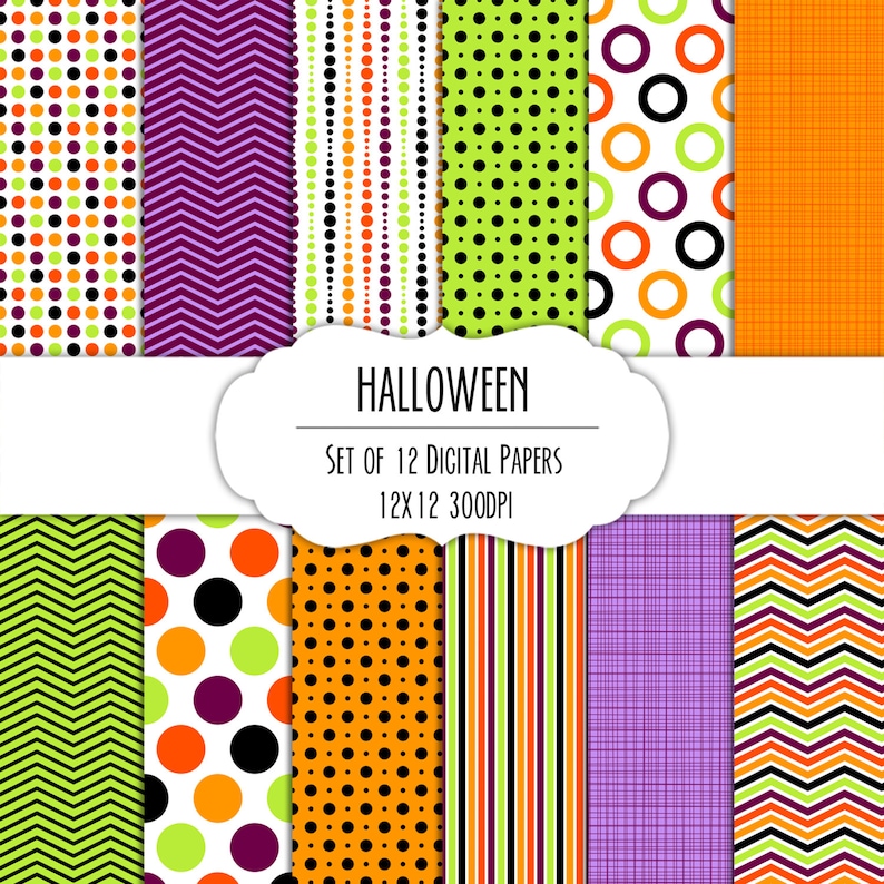 Halloween Digital Scrapbook Paper 12x12 Pack Set of 12 - Etsy