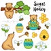 Bear and Honey Bee Clipart Set - Hand Drawn Digital Clipart - Bee Hive ...