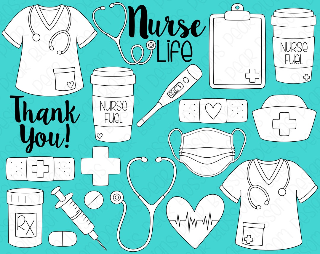 Nurse Life Digital Stamps Digistamps Clipart Instant - Etsy