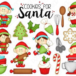 Elf Bakery Cookies for Santa Christmas Clipart Set - Hand Drawn Digital ...