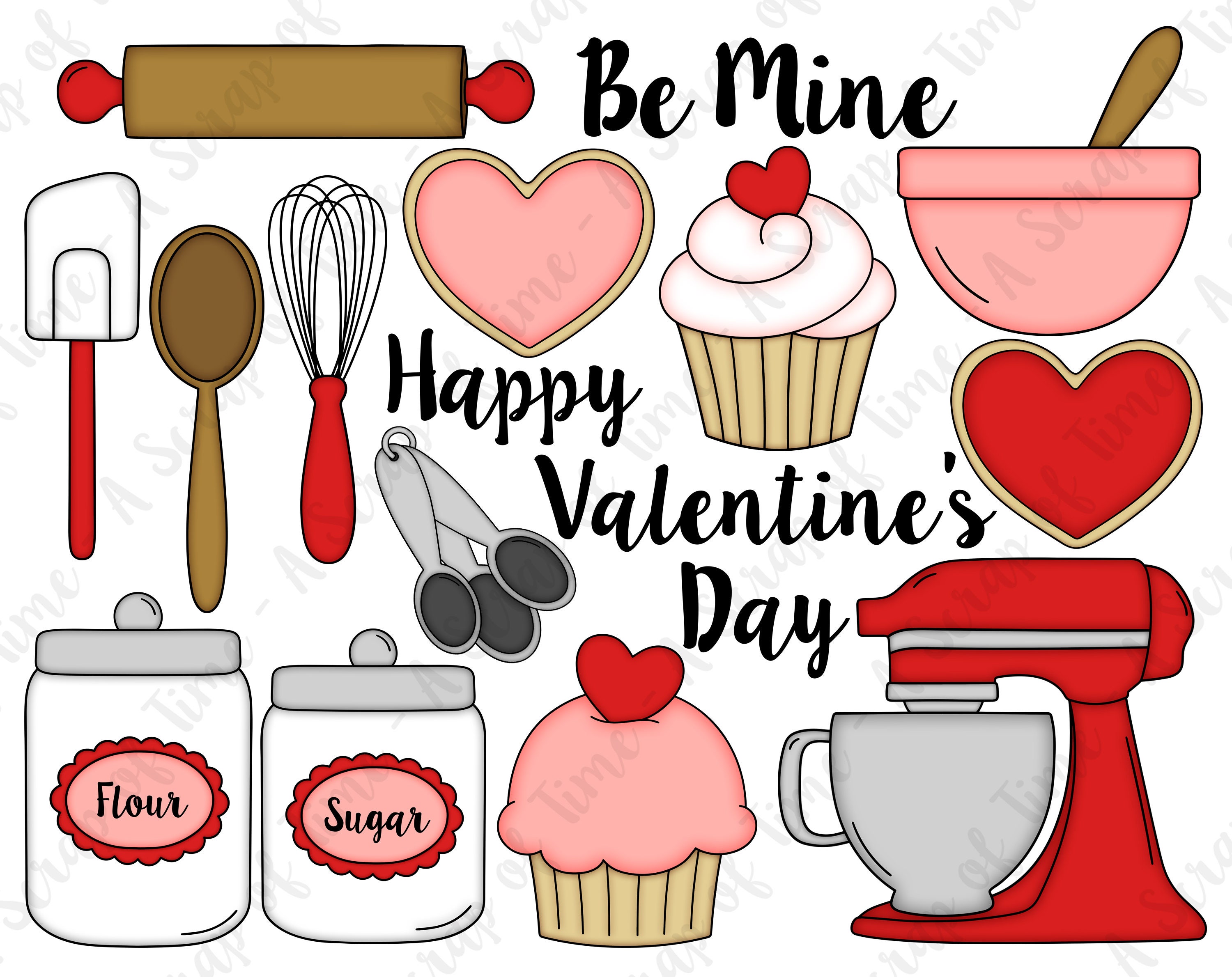 Valentine Baking Hand Drawn Digital Clipart - Set of 17 - Cookies ...