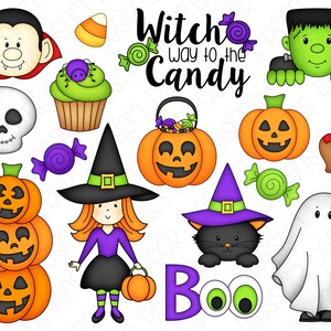 Halloween Trick or Treat Clipart Set - Hand Drawn Digital Clipart ...