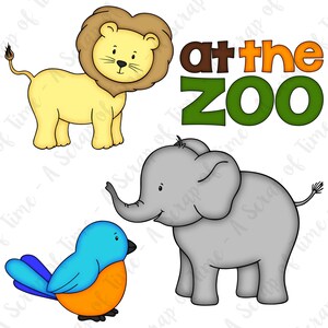 Zoo Safari Hand Drawn Digital Clipart - Set of 15 - Elephant Zebra ...