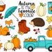 Autumn Hand Drawn Digital Clipart Set of 15 Autumn Fall Leaves Truck ...