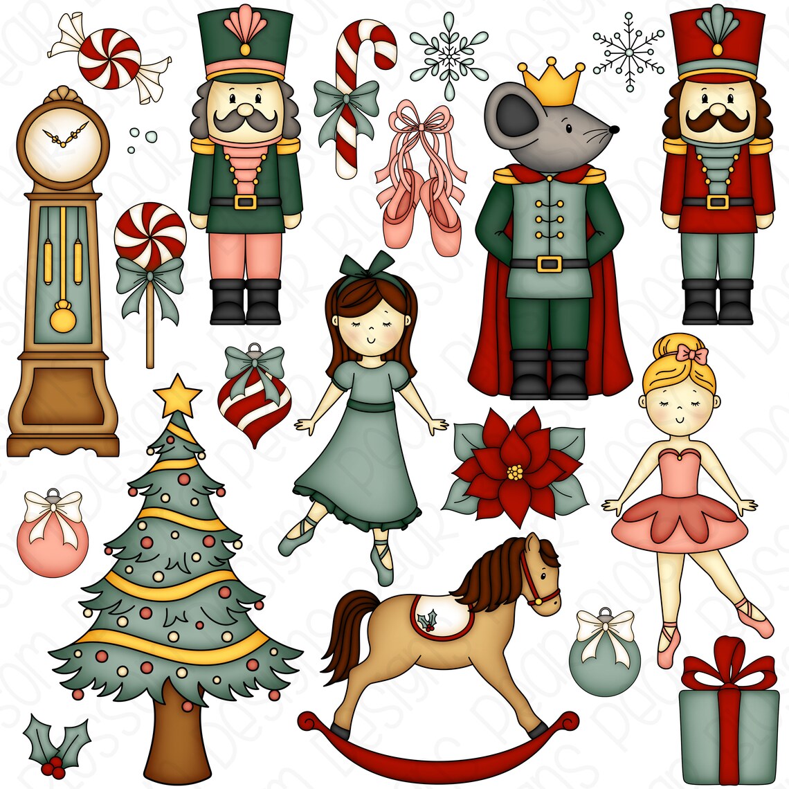 Nutcracker Ballet Christmas Clipart - Hand Drawn Digital Clipart ...