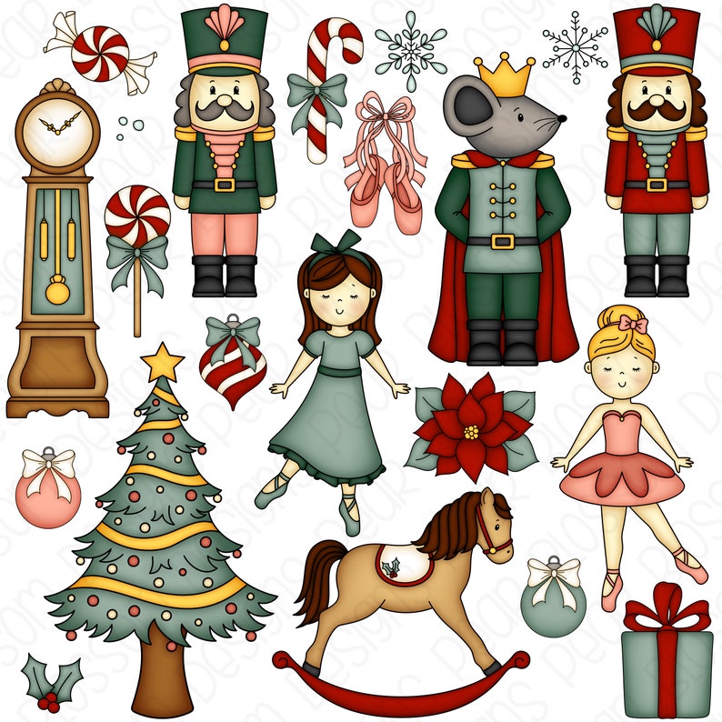Nutcracker Ballet Christmas Clipart - Hand Drawn Digital Clipart ...