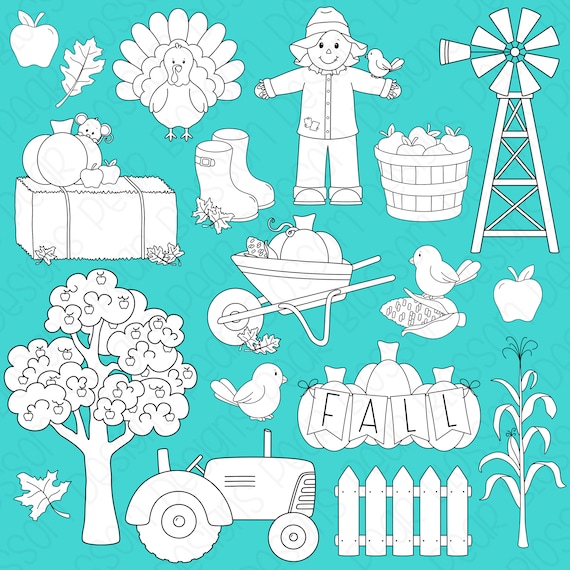 7101 Digistamps Instant Download Clipart Fall Farm Digital Stamps ...