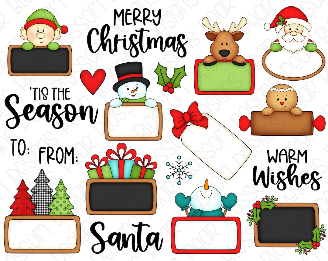 Christmas Holiday Tags Hand Drawn Digital Clipart - Set of 27 ...
