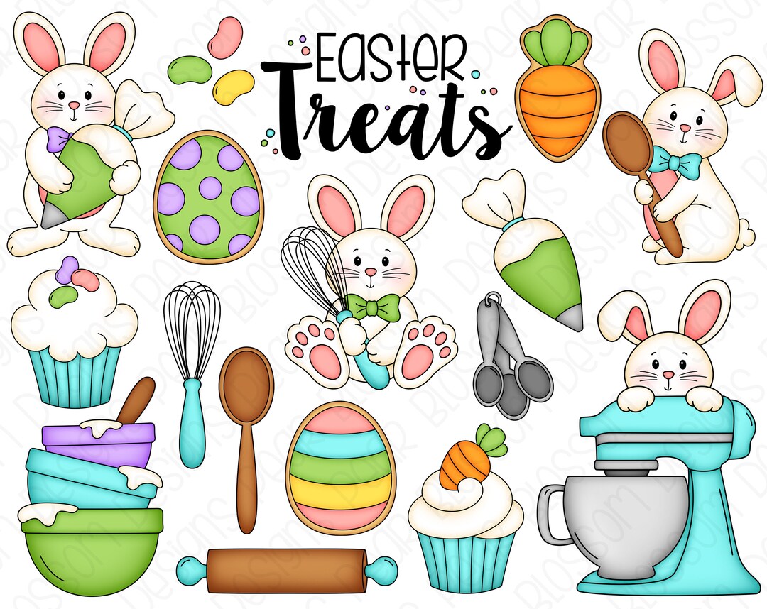 Easter Treats Baking Clipart Set Hand Drawn Digital Clipart - Etsy