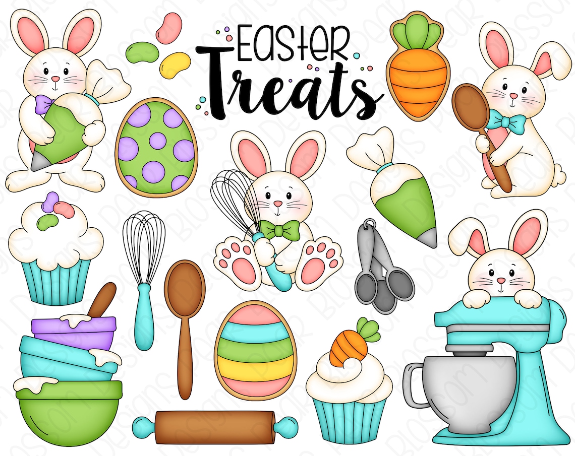 Easter Treats Baking Clipart Set Hand Drawn Digital Clipart - Etsy
