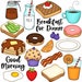 Breakfast Hand Drawn Digital Clipart - Set of 19 - Pancakes, Waffle ...