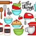 Cherry Bakery Hand Drawn Digital Clipart - Set of 18 - Retro Kitchen ...