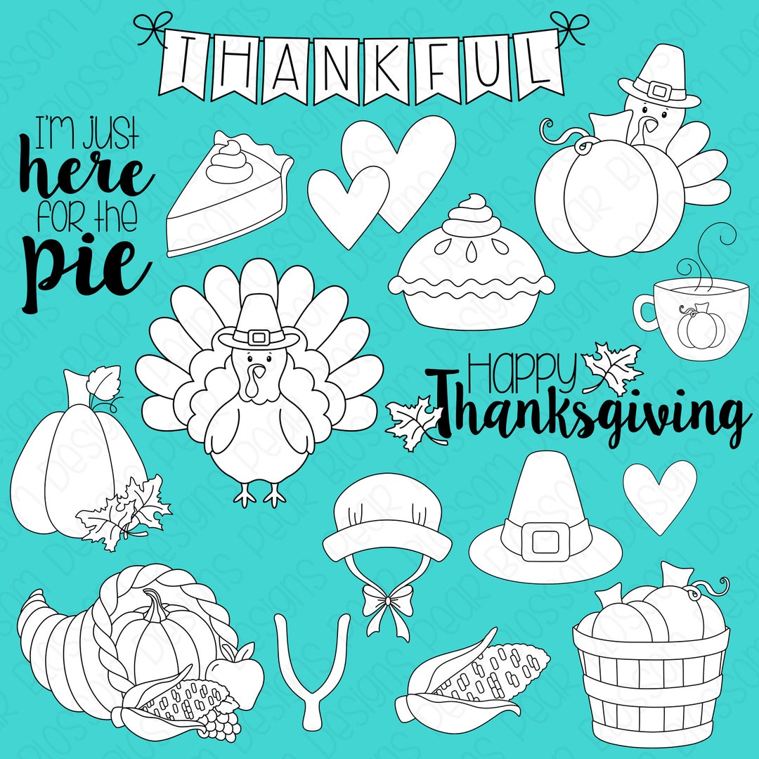 Thanksgiving Autumn Fall - Digital Stamps, Digistamps, Clipart ...