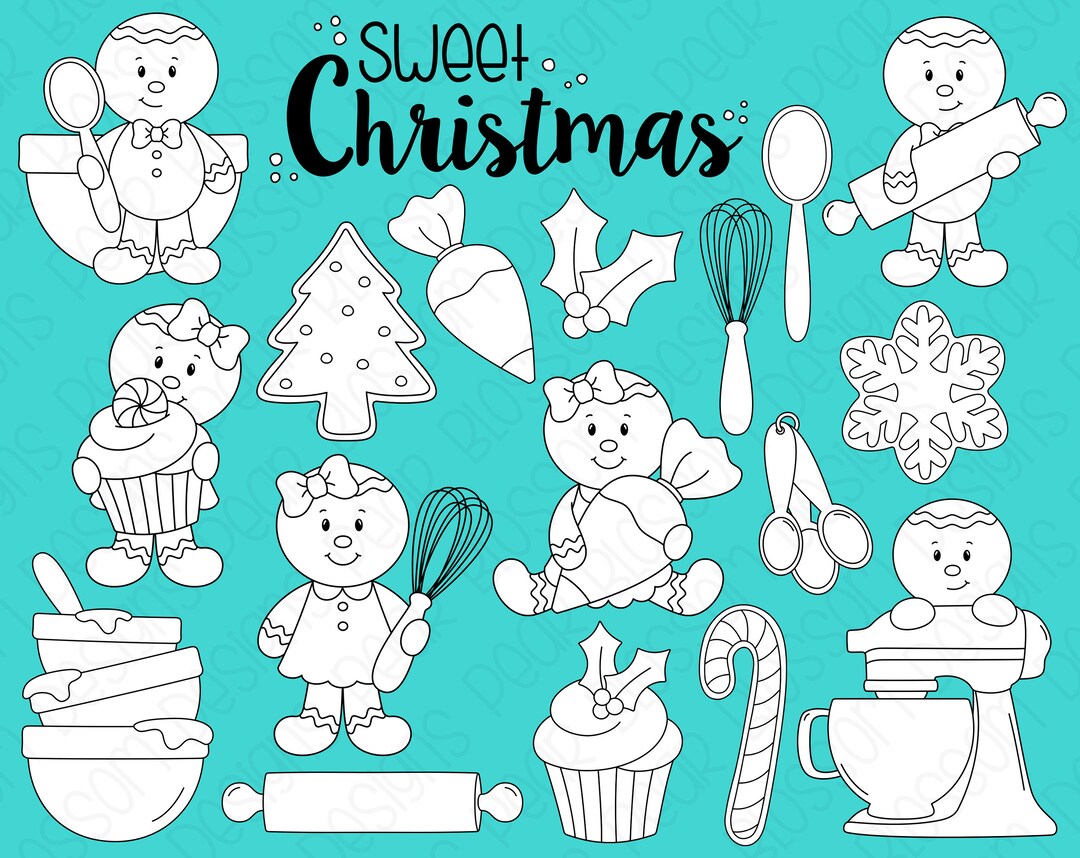 Gingerbread Bakery Christmas Digital Stamps Digistamps - Etsy