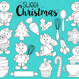 Gingerbread Bakery Christmas Digital Stamps, Digistamps, Clipart ...