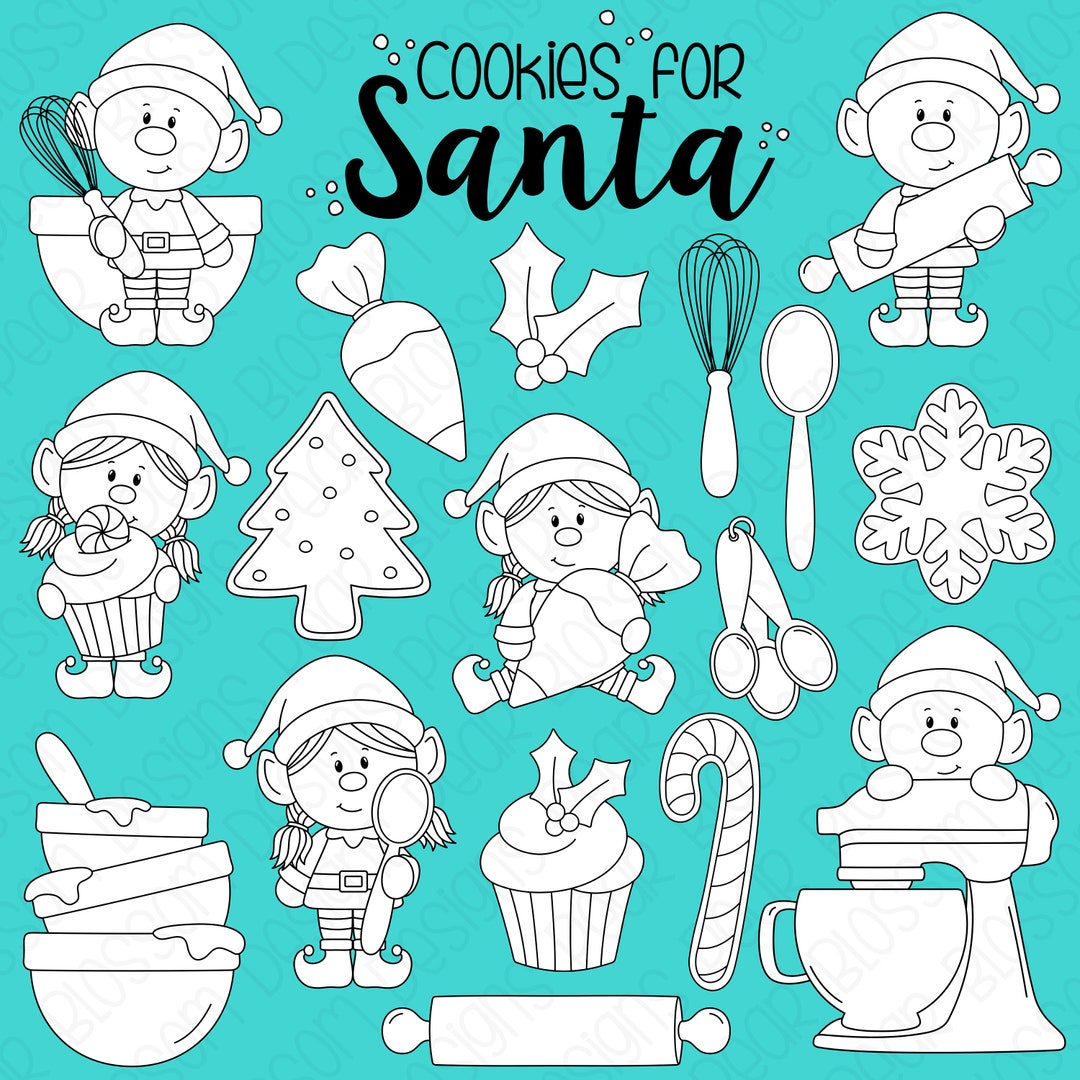 Elf Bakery Cookies for Santa Christmas Digital Stamps, Digistamps ...