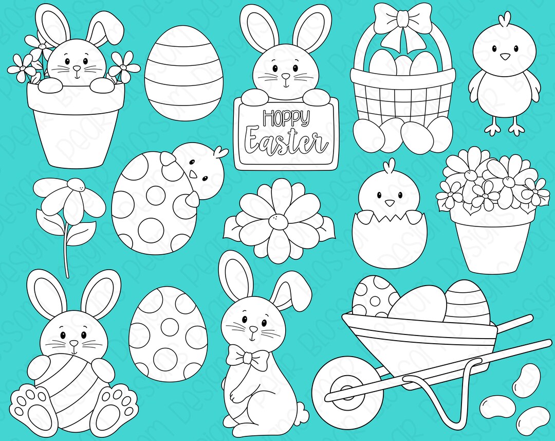 Easter Digital Stamps Digistamps Clipart Instant Download - Etsy