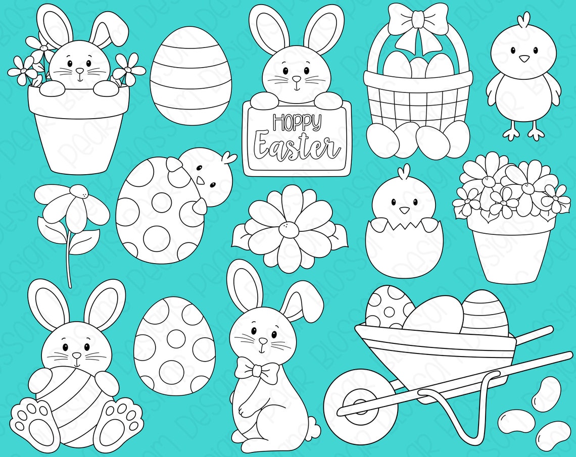 Easter Digital Stamps Digistamps Clipart Instant Download - Etsy