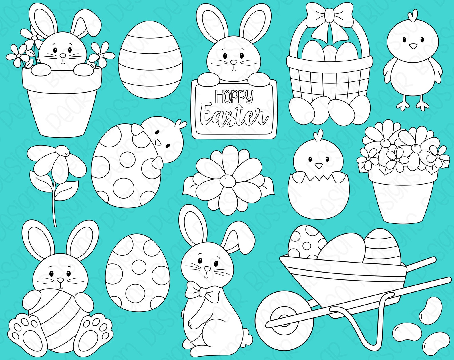 Easter Digital Stamps, Digistamps, Clipart - Instant Download - 7088 - Etsy