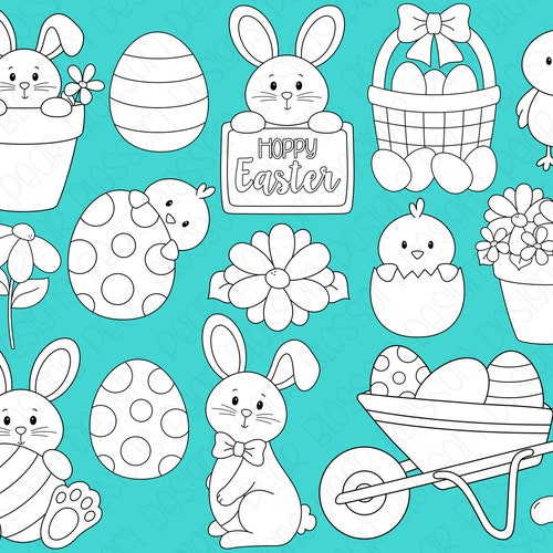 Easter Digital Stamps Digistamps Clipart Instant Download - Etsy