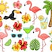 Tropical Summer Digital Clipart - Set of 18 - Flamingo, Toucan, Palm ...