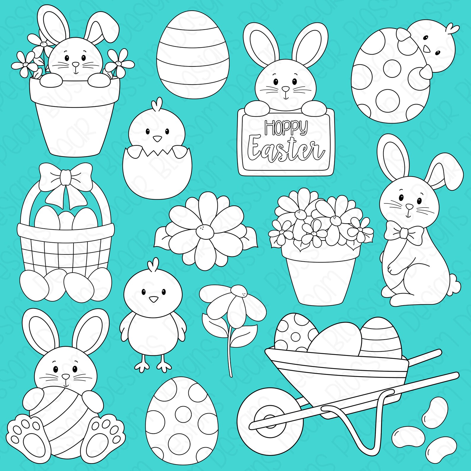 Easter Digital Stamps Digistamps Clipart Instant Download | Etsy