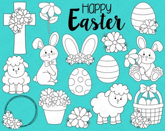 Easter Digital Stamps Digistamps Clipart Instant Download | Etsy