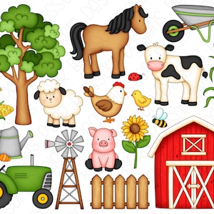 On the Farm Hand Drawn Digital Clipart - Set of 18 - Instant Download ...