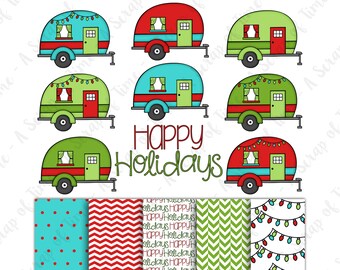 Christmas Camper Clipart - Etsy