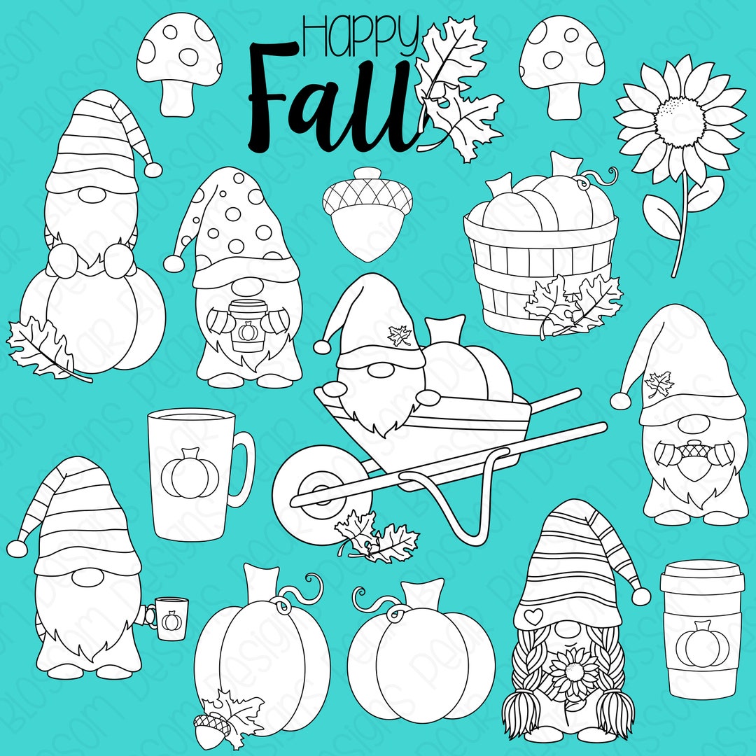 Fall Gnomes - Digital Stamps, Digistamps, Clipart - Instant Download ...