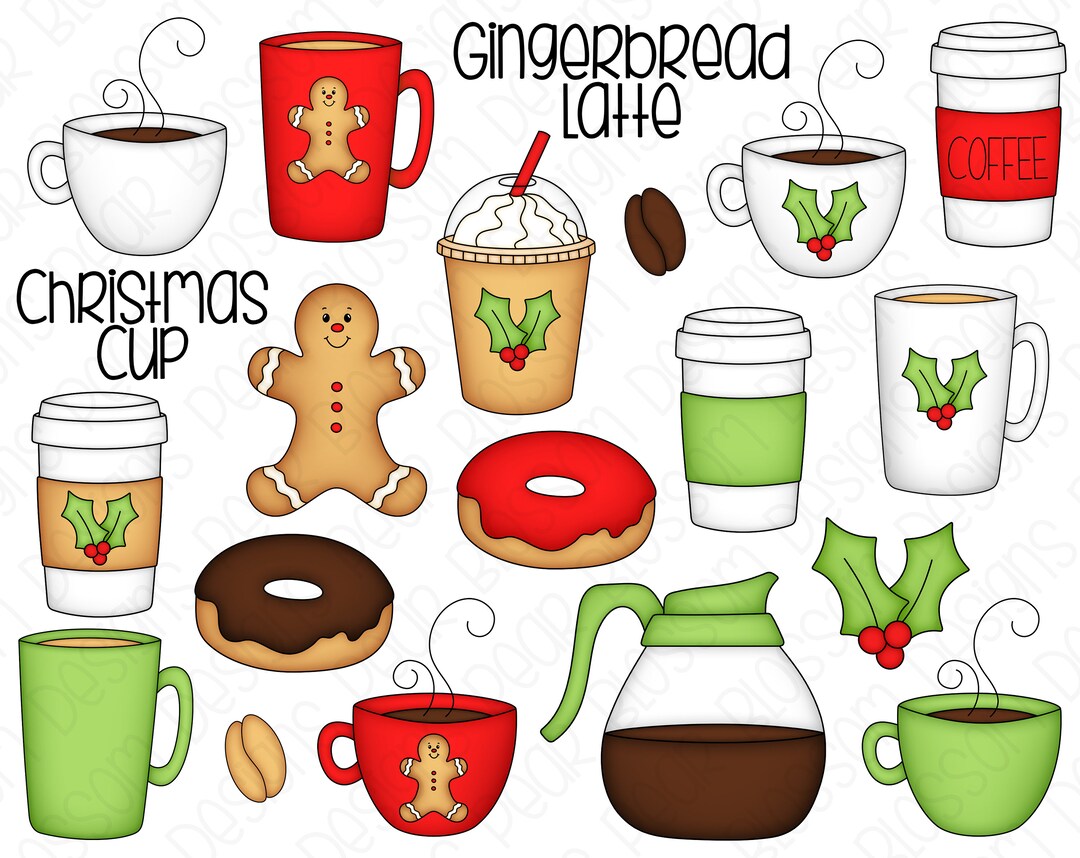 Gingerbread Latte Hand Drawn Digital Clipart Set of 20 - Etsy