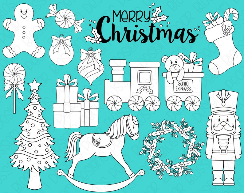 Classic Christmas Digital Stamps Digistamps Clipart | Etsy