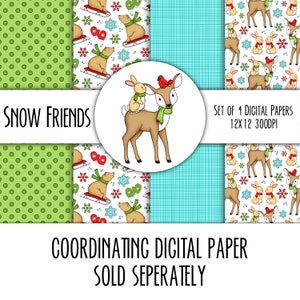 Winter Fun Hand Drawn Digital Clipart - Set of 19 - Snowman Woodland ...