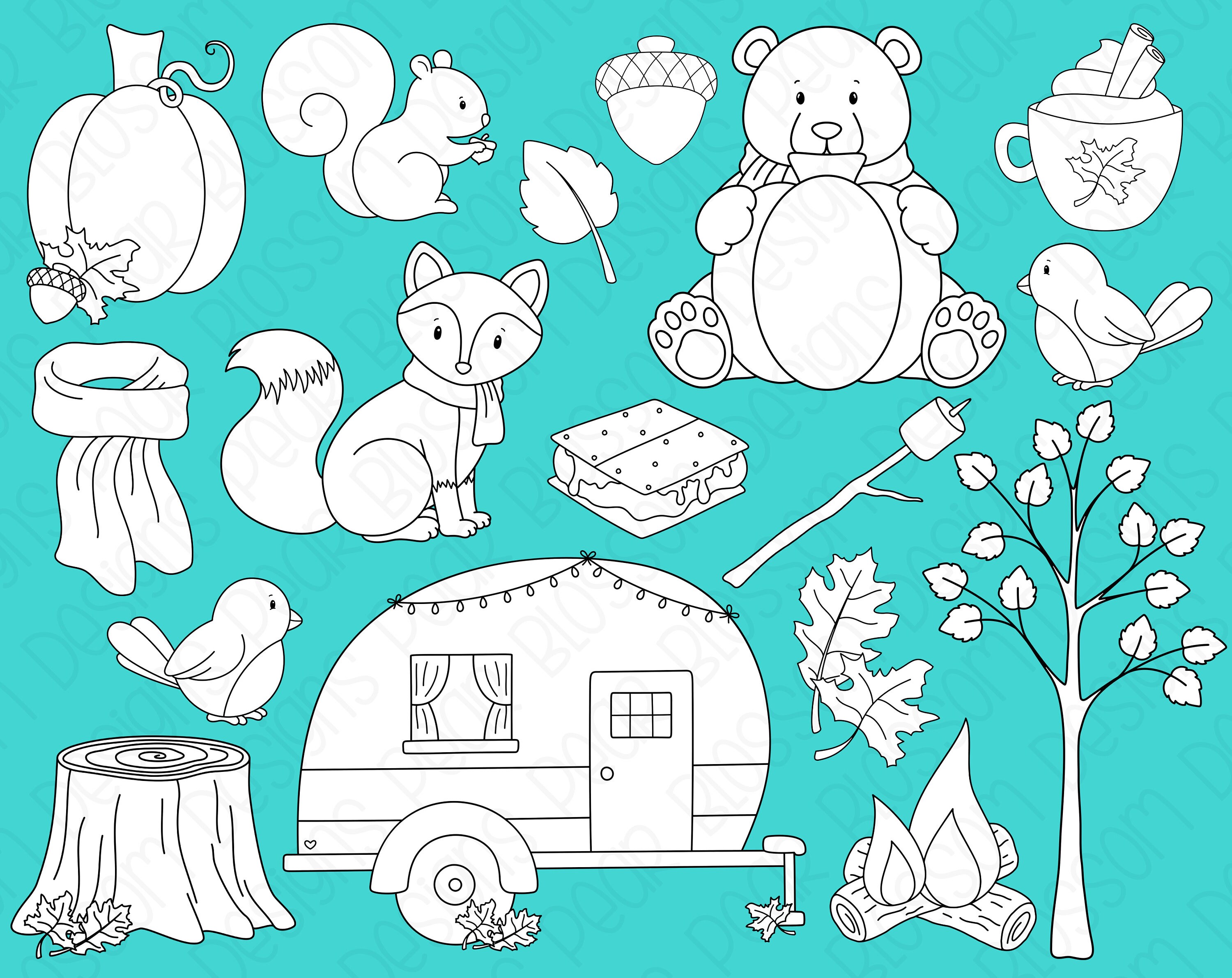 7101 Digistamps Instant Download Clipart Fall Farm Digital Stamps ...