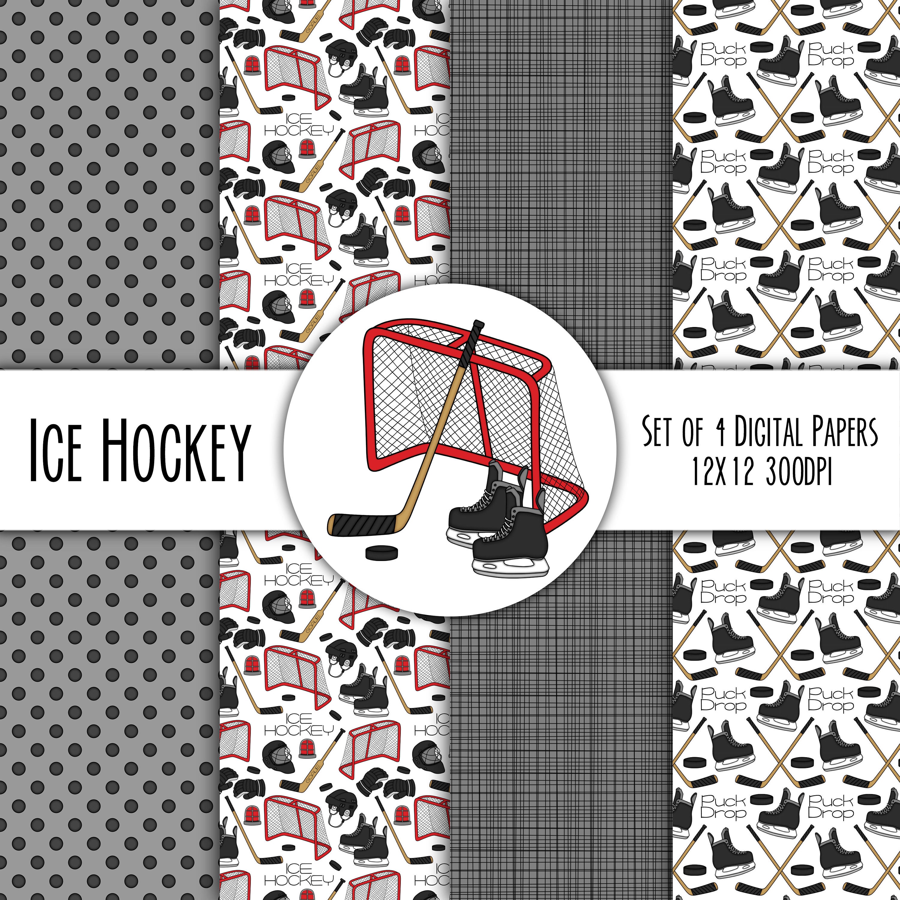 Ice Hockey Hand Drawn Digital Paper Mini Pack 8293 Set of 4 - Etsy Canada