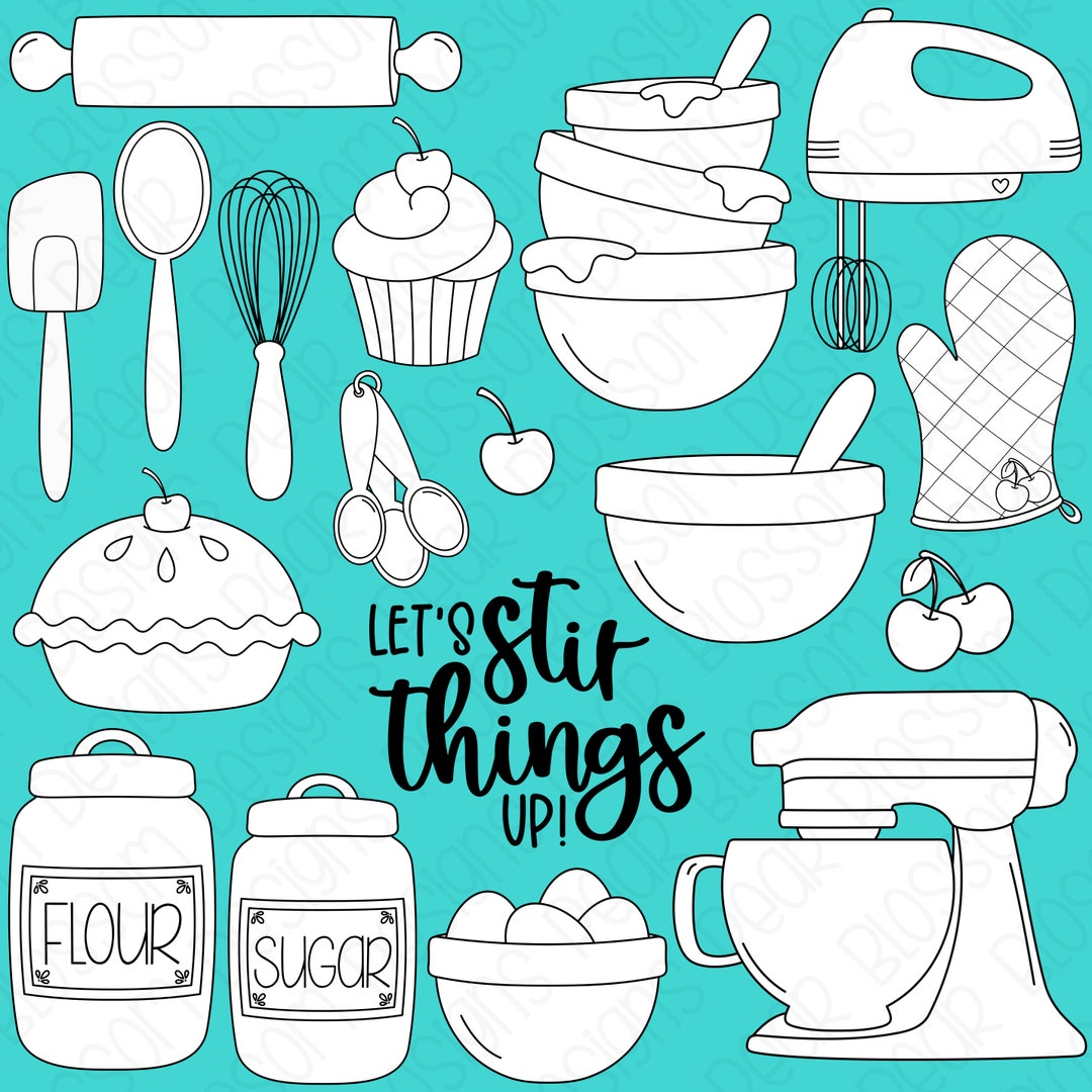 Cherry Bakery Digital Stamps, Digistamps, Clipart - Instant Download ...