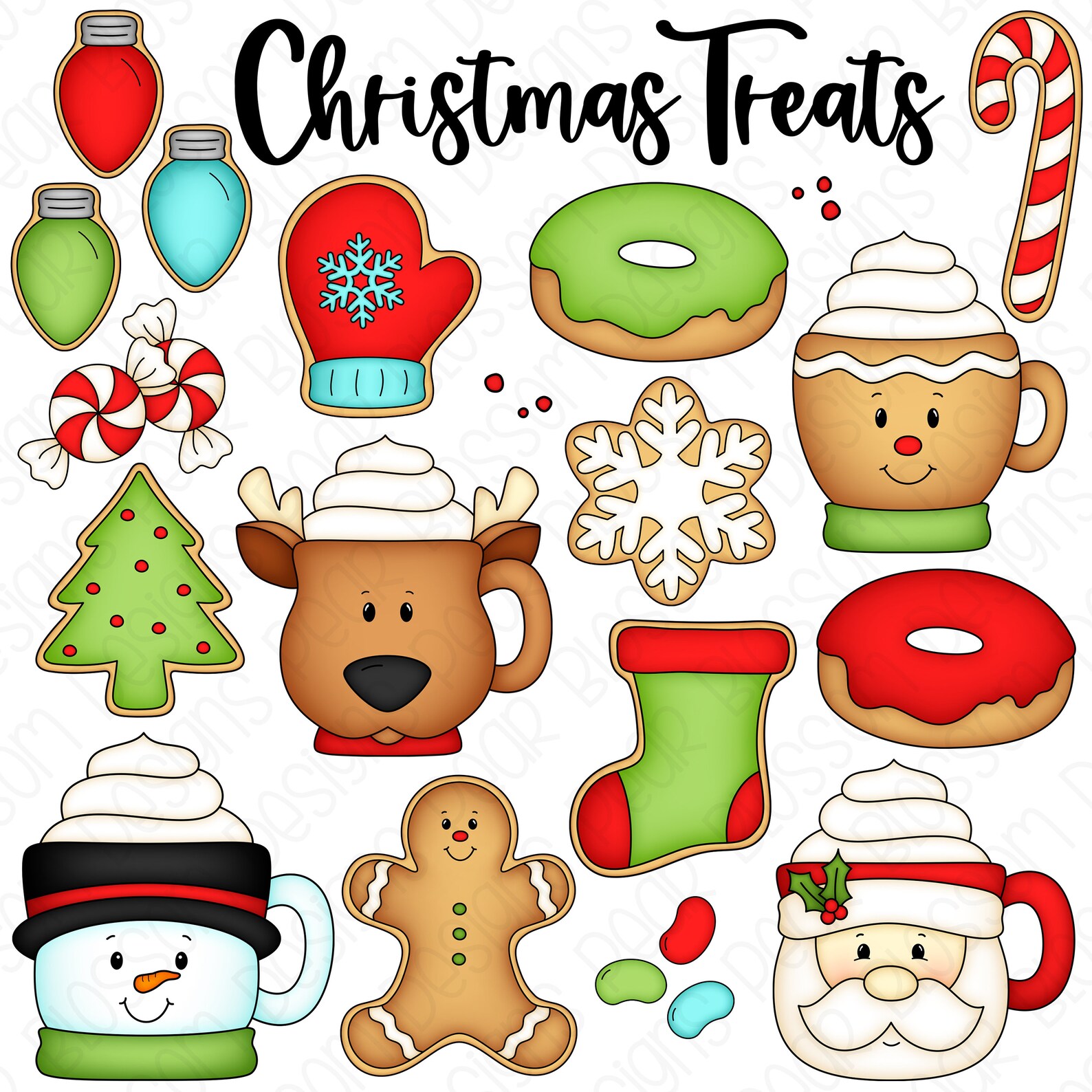 Christmas Treats Clipart Set - Hand Drawn Digital Clipart - Christmas ...