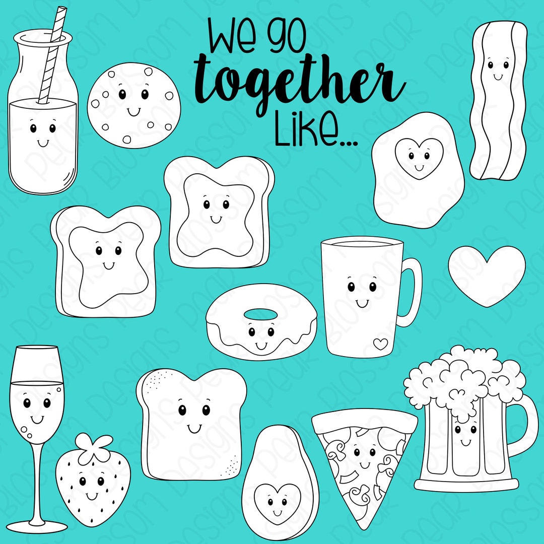Valentine We Go Together Like Digital Stamps, Digistamps, Clipart ...