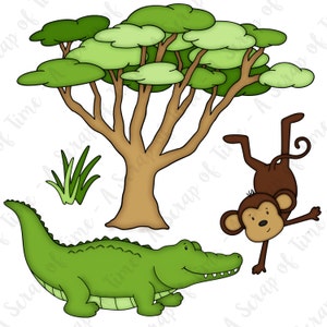 Zoo Safari Hand Drawn Digital Clipart - Set of 15 - Elephant Zebra ...